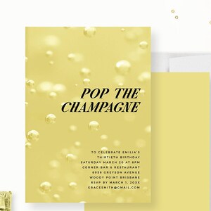 Pop the Champagne Party Invitation Template 21st 30th 40th | Etsy