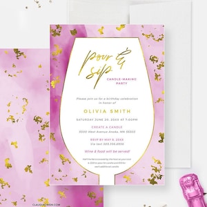 Pour and Sip Candle Making Party Template, Craft Art Party Digital ...