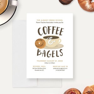 Coffee and Bagels Party Invitation Template, Breakfast Printable ...