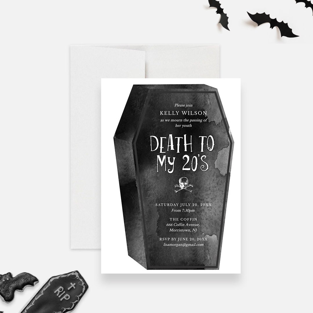 Coffin Party Invitation Template, Death to My 20s Digital Download ...