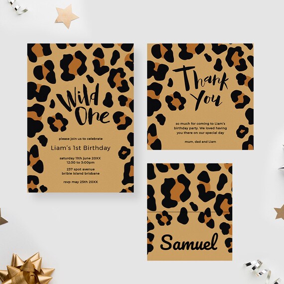 Wild One Birthday Party Invitation Set Editable Template | Etsy