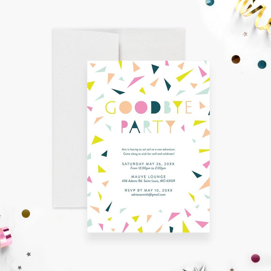 Goodbye Party Invitation Template, Colorful Leaving Party Digital ...