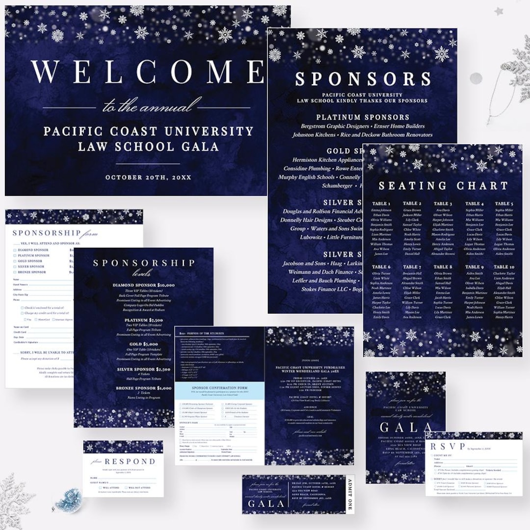 Winter Wonderland Gala Party Invitation Template, Sponsorship Form ...