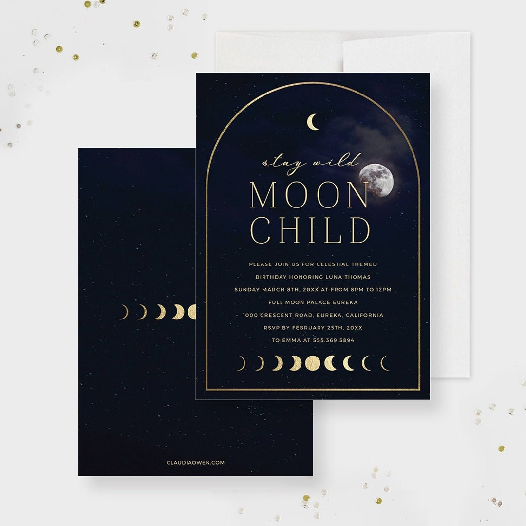 Stay Wild Moon Child Birthday Party Invitation Editable Template ...