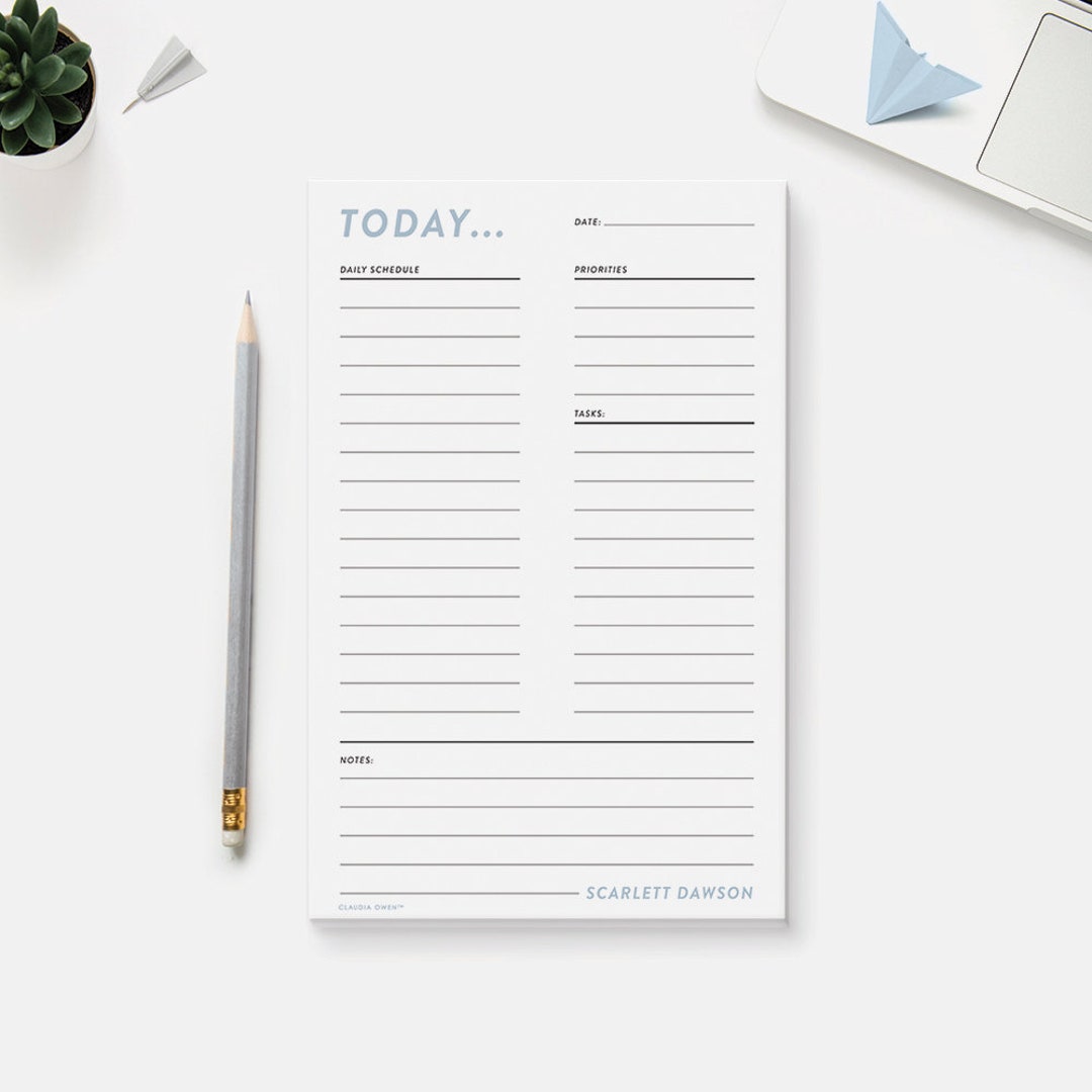 Daily to Do List Notepad, Personalized Work Productivity Planner Home ...