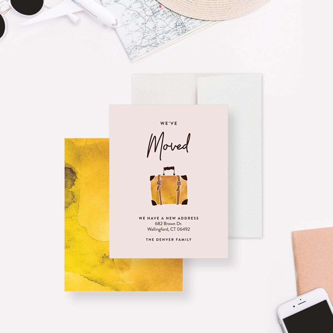 I've Moved Cards With Suitcase Illustration, Im Moving Out of State ...