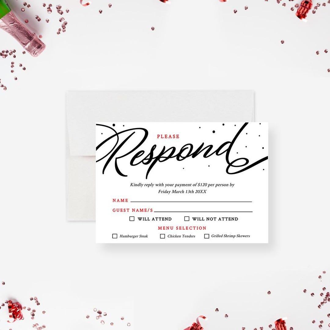 RSVP Cards Template, Please Respond Card for Professional Business ...