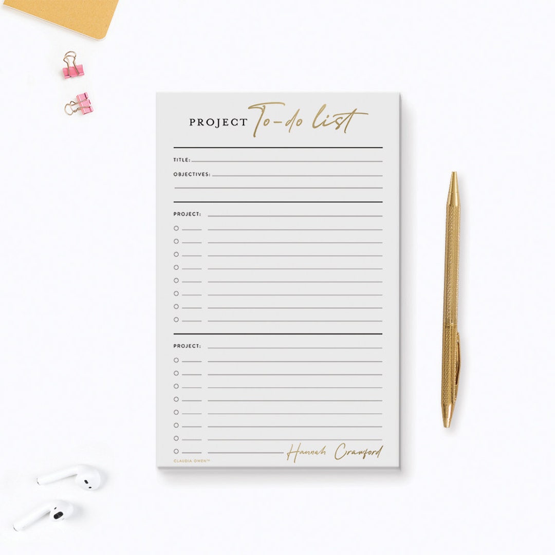 Project to Do List Notepad, Personalized Work Planner, Project Tracker ...