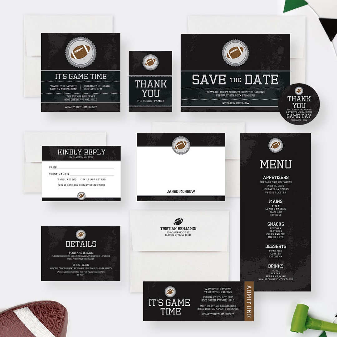 Its Game Time Football Invitation Card, Sports Party Invites Card ...