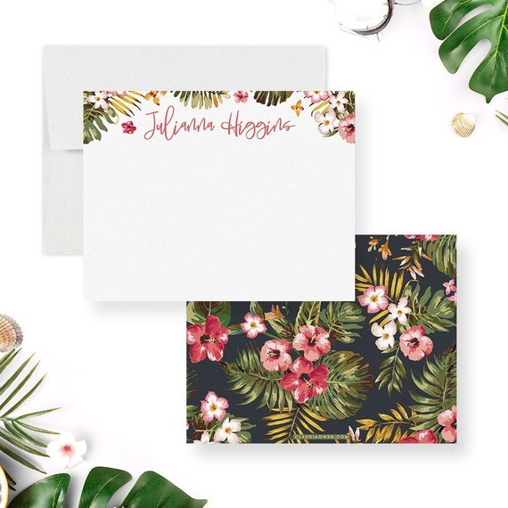 Personalized Tropical Flowers Stationery Paper Botanical Flat - Etsy UK