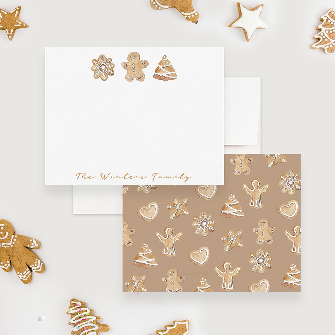 Gingerbread Note Cards With Envelopes, Holiday Thank You Notes ...