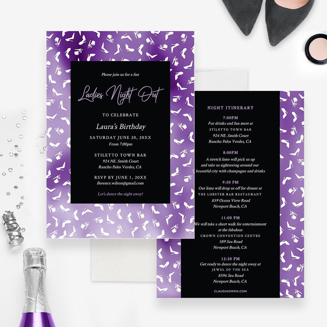Ladies Night Out Party Invitation Editable Template, Bachelorette ...