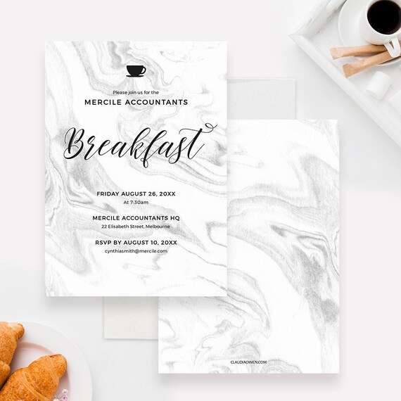 Breakfast Meeting Party Invitation Editable Template Birthday | Etsy