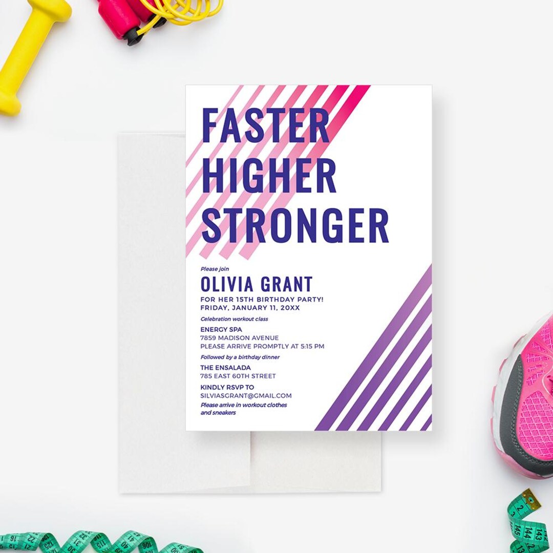 Workout Birthday Party Editable Template Invitation, Fun Fitness ...