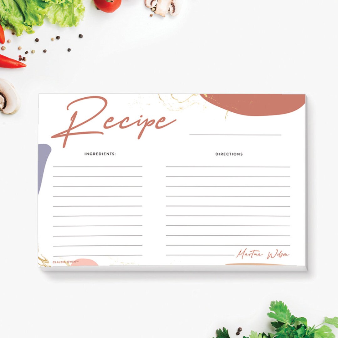 Recipe Notepad Stationary for Women, Custom Stationary Kitchen Cooking ...