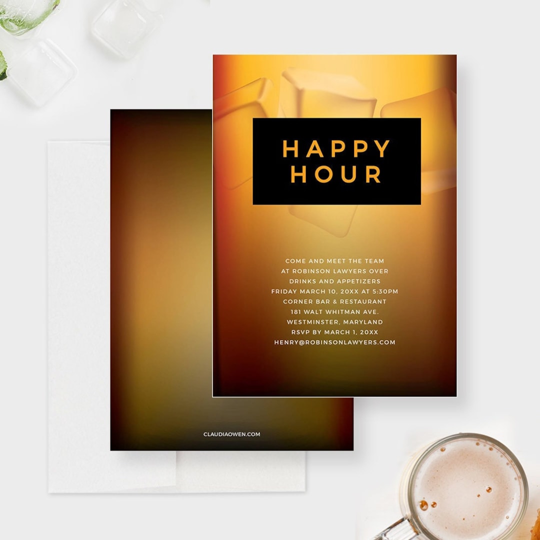 Plantilla de invitación de Happy Hour descarga digital - Etsy España