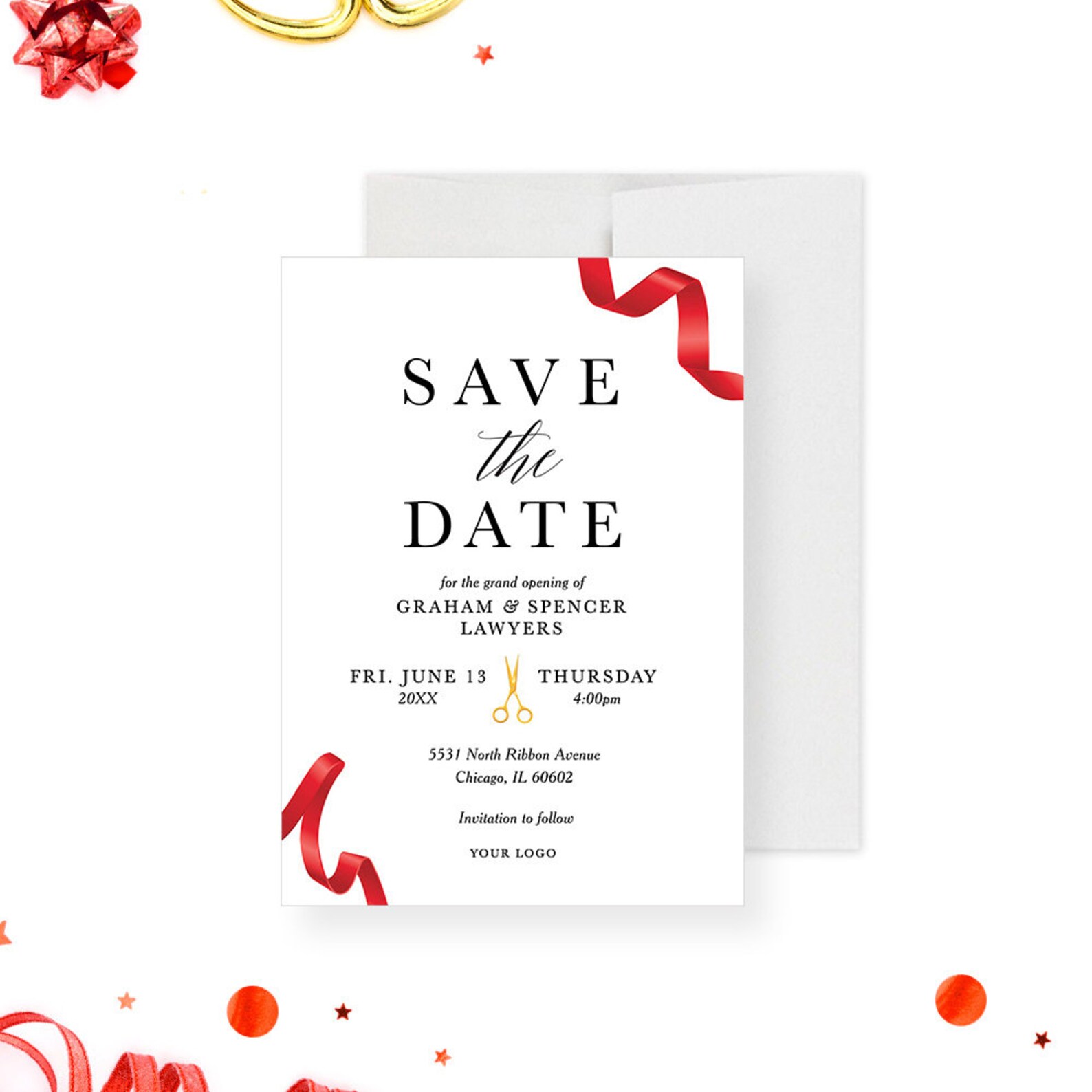 Grand Opening Ribbon Cutting Ceremony Launch Party Invitation, New ...
