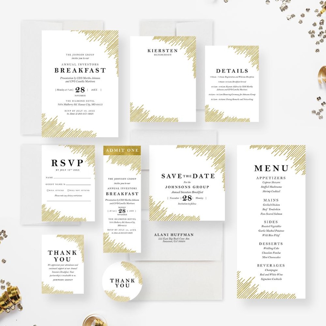 Sophisticated Annual Investor Breakfast Invitations, Customizable ...