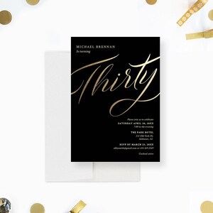30th Birthday Invitation Template With Matching RSVP and Ticket, Black ...