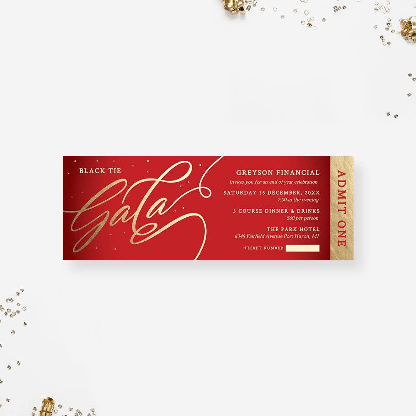 Gala Ticket Editable Template, Admit One Printable Digital Download ...