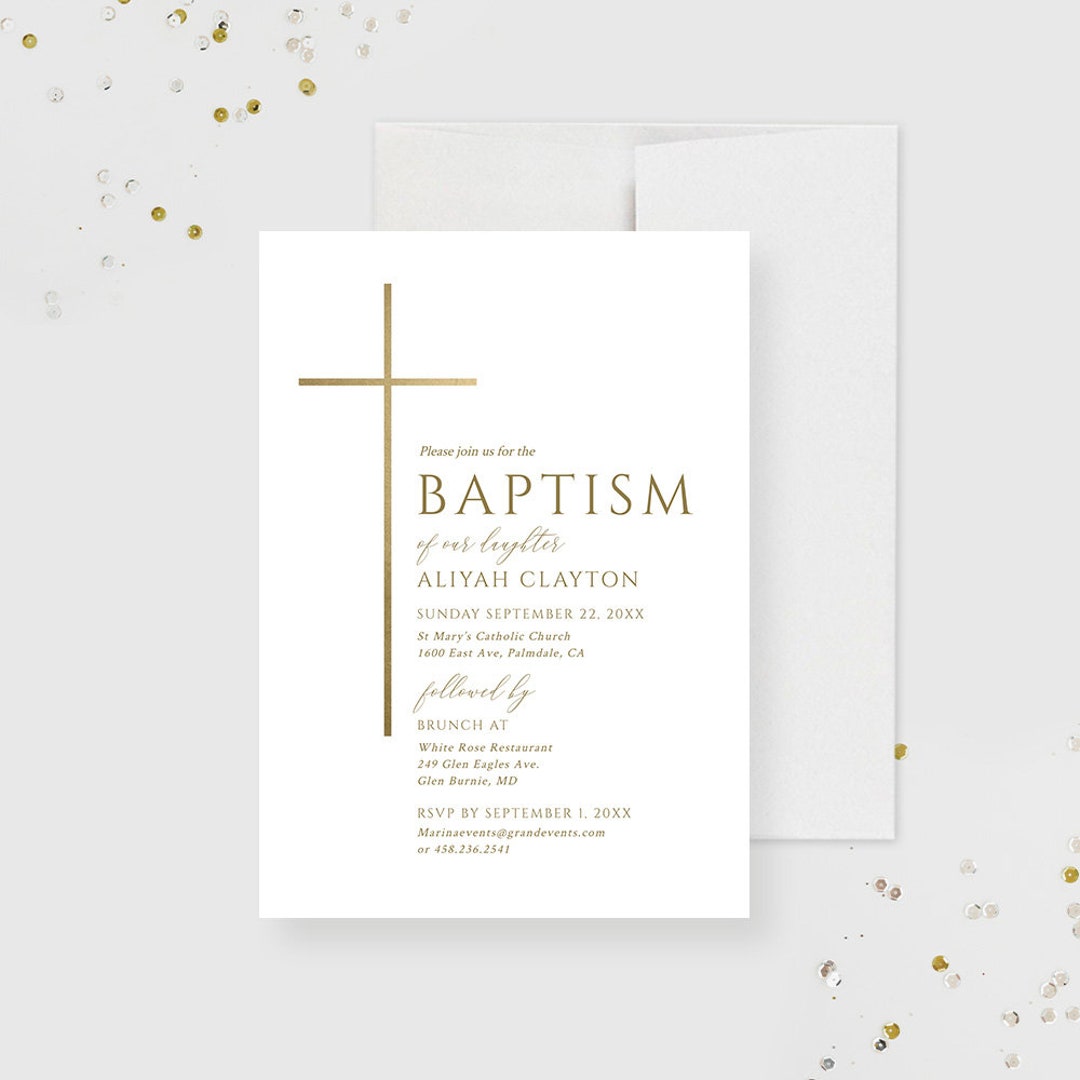 Baptism Invitation Template, Catholic Invitation Digital File ...