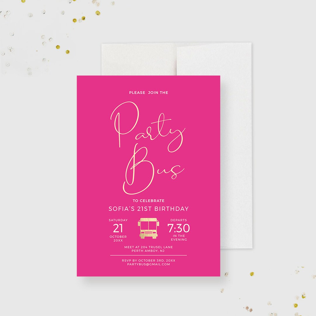 Bus Party Invitation Editable Template Bus Birthday Party Bus - Etsy UK