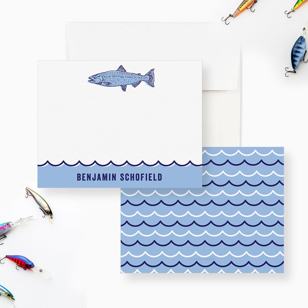 Fishing Birthday Card Thank You Cards, Fishing Note Card, Fish ...