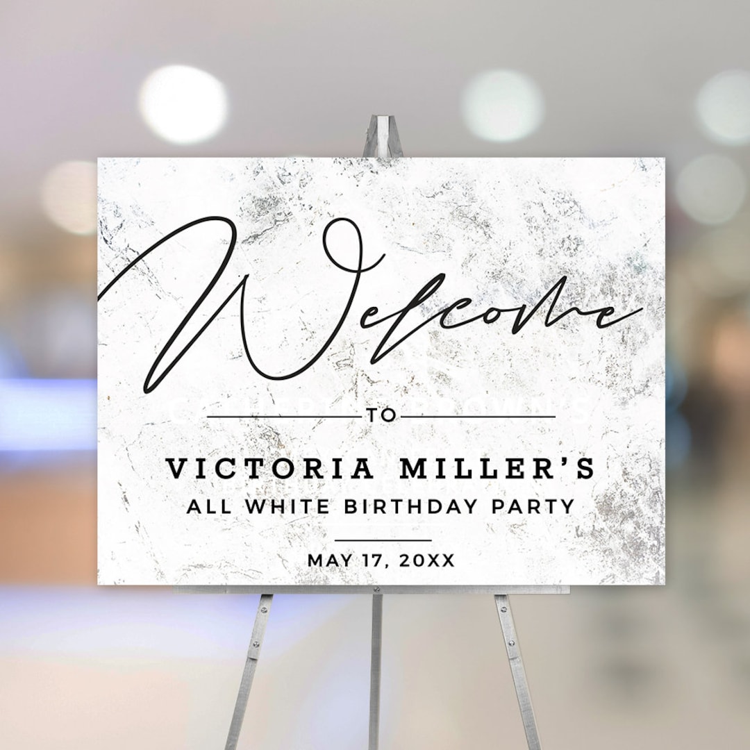 White Party Welcome Sign Template Printable Sign Digital Download White ...