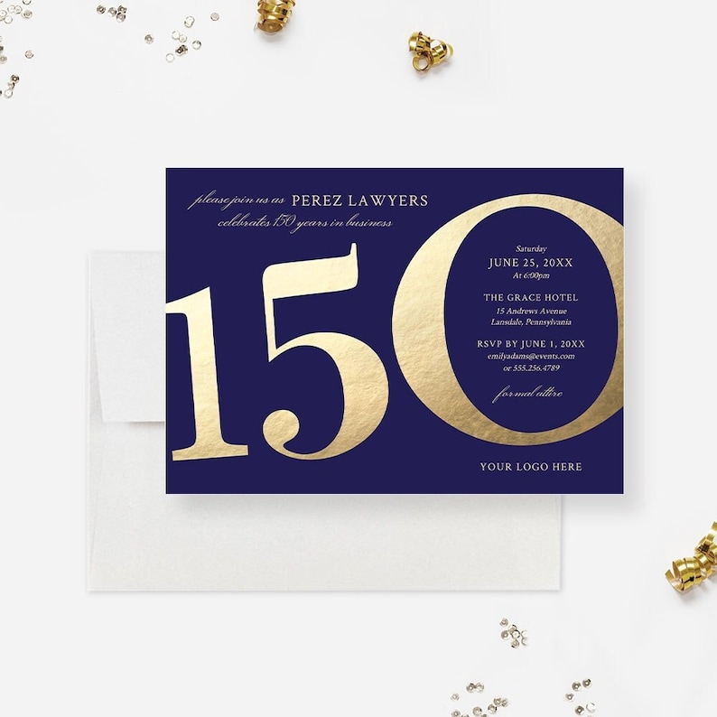 150th Business Anniversary Invitation Template, 150 Years in Business ...