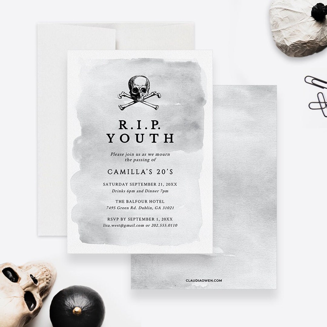 RIP Youth Invitation Editable Template RIP 20s Death to My - Etsy Australia