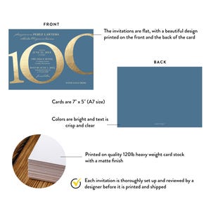 100th Centenary Anniversary Printed Party Invitations, 100 Years in ...