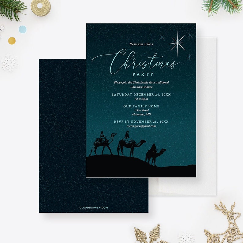 Religious Christmas Party Invitation Editable Template - Etsy