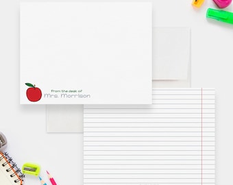 Apple Basket Note Cards Personalized Gift for Teachers Back to School ...