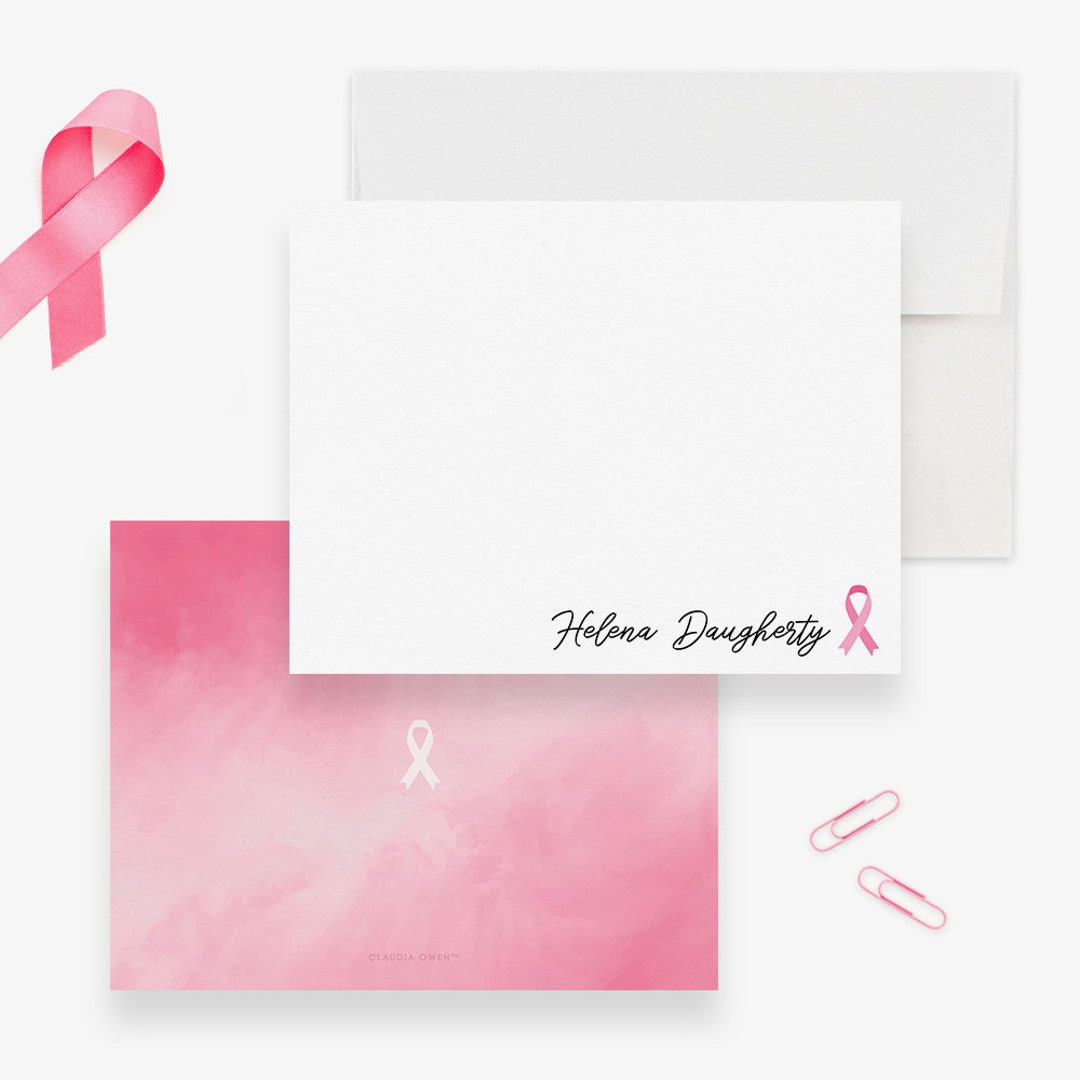 Breast Cancer Pink Ribbon Awareness Note Card, Cancer Thank You Cards ...