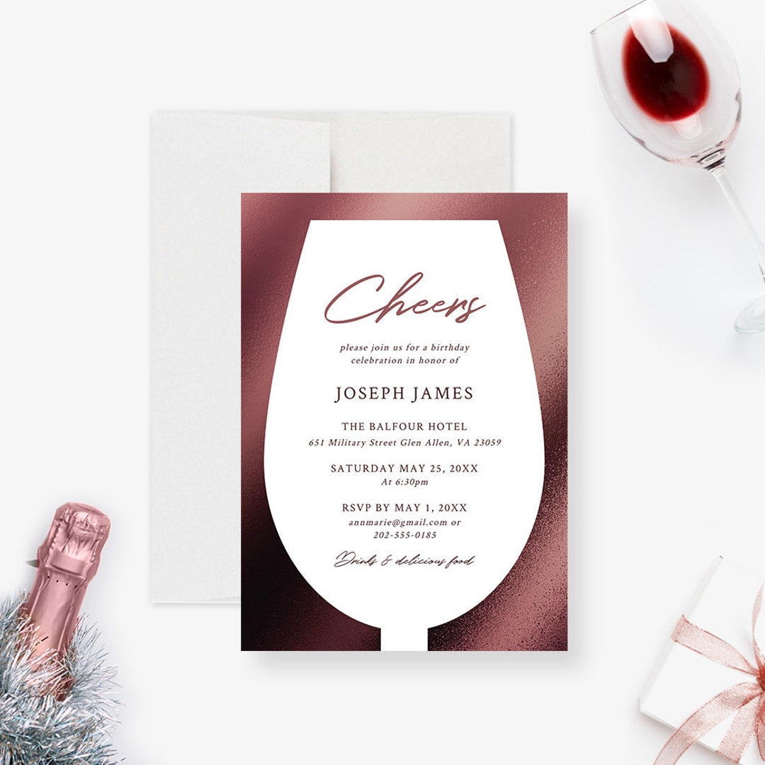 Wine Tasting Birthday Party Invitation Editable Template, Winery ...