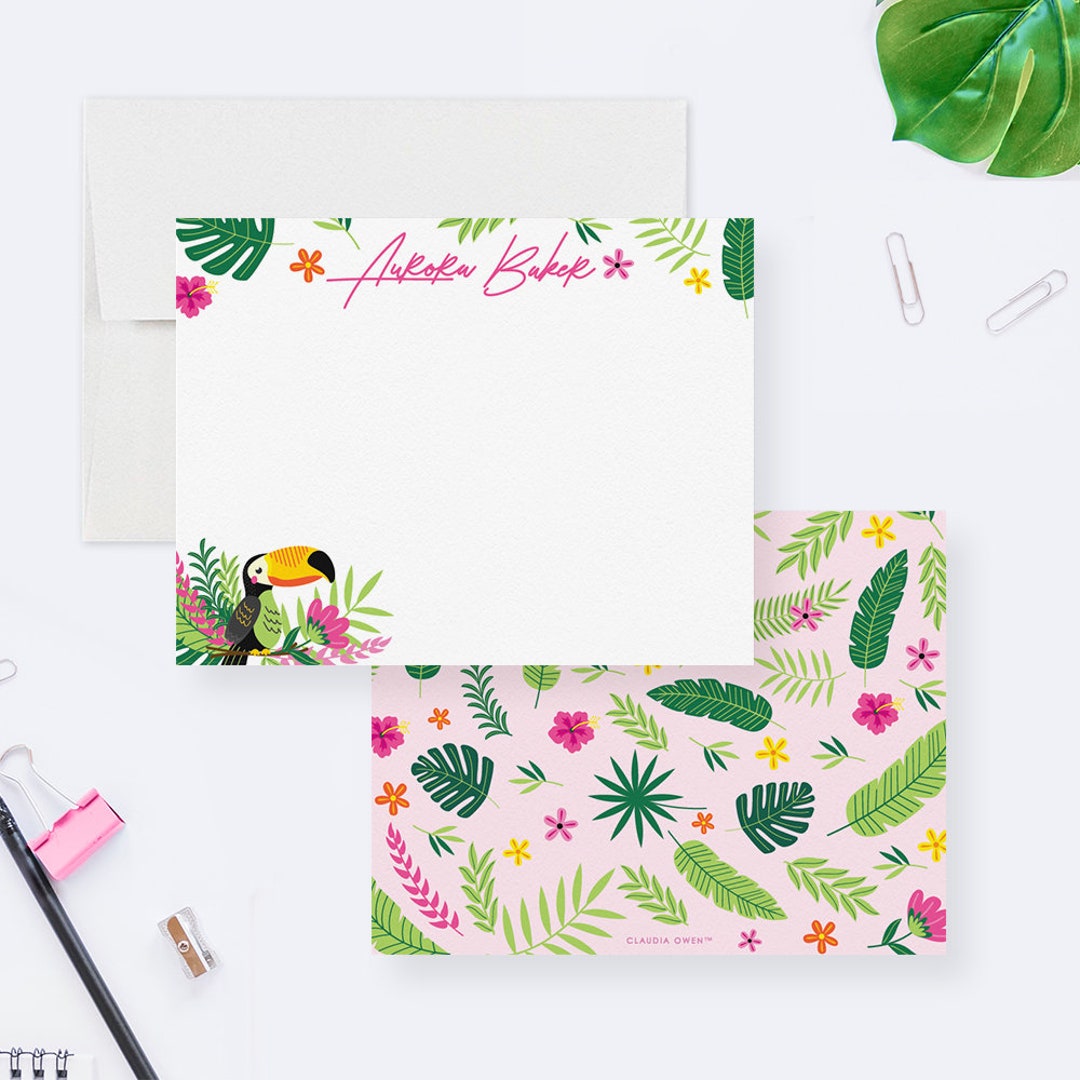 Personalized Toucan Note Card, Tropical Stationery Thank You Cards ...