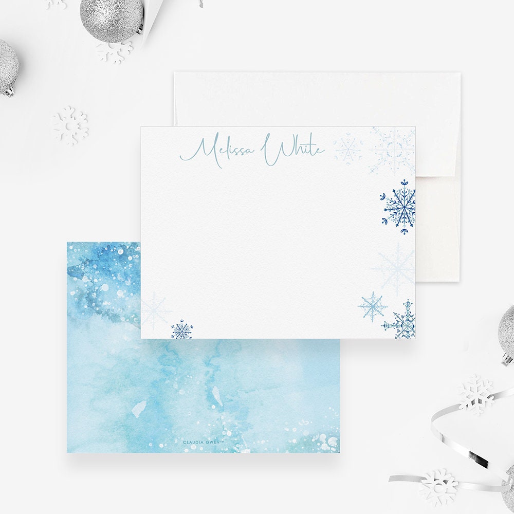 Personalized Snowflake Note Card, Snowflakes Thank You Card With ...