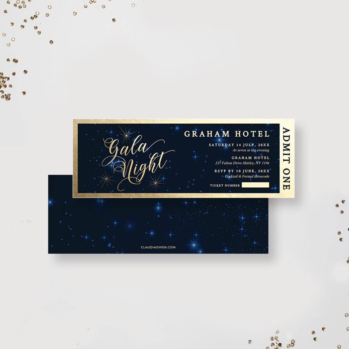 Gala Night Editable Ticket Template Night Sky Ticket - Etsy