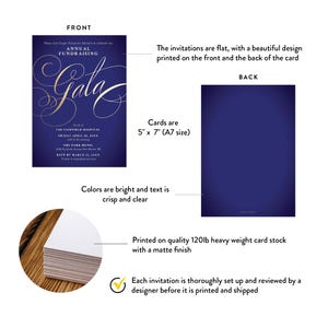Annual Fundraising Gala Invitation in Gold and Royal Blue, Save the ...
