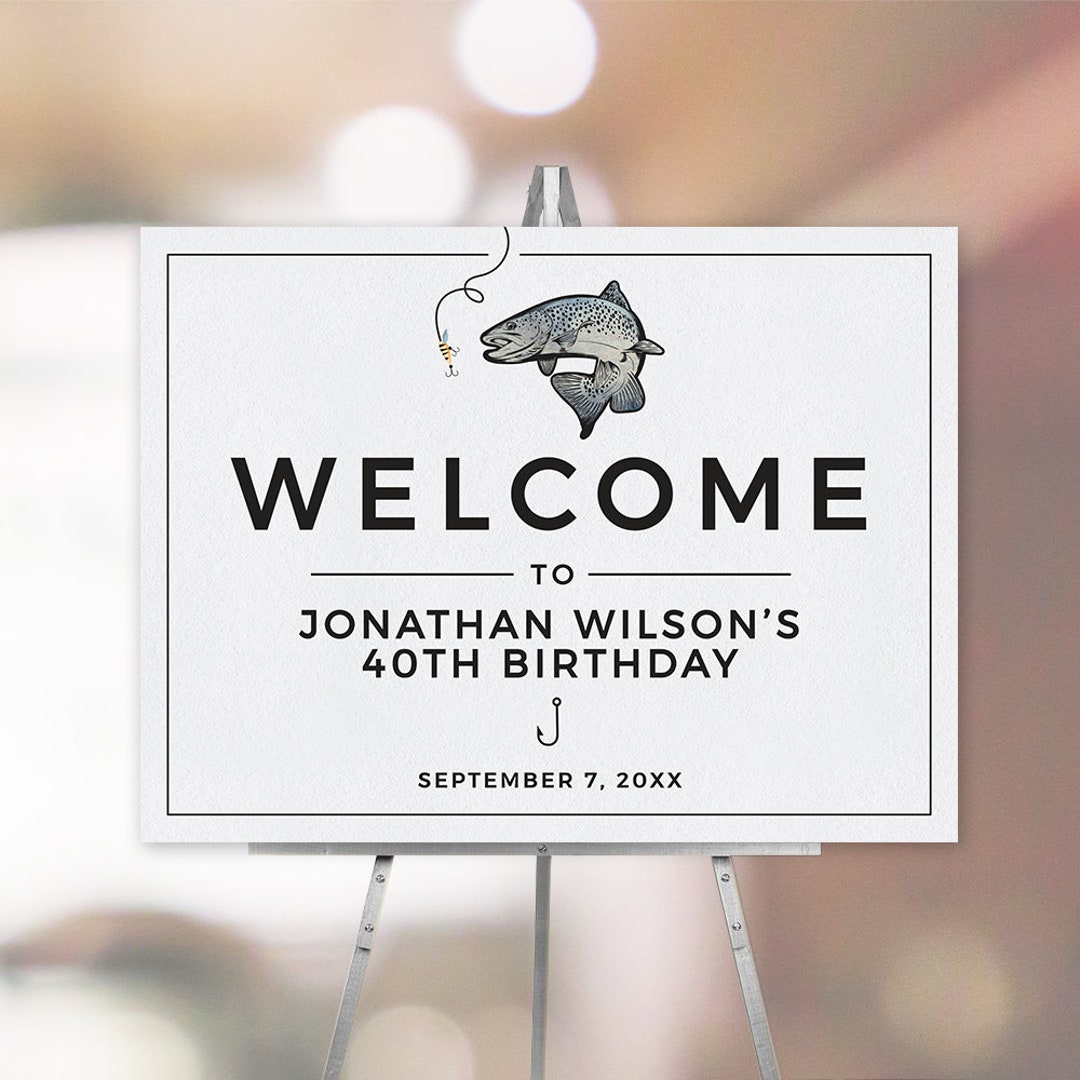 Fishing Birthday Welcome Sign Template, Fish Printable Sign Instant ...