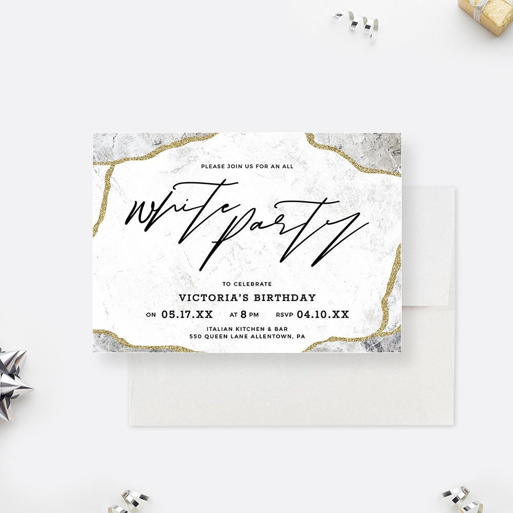 White Themed Party Invitation Template All White Affair - Etsy