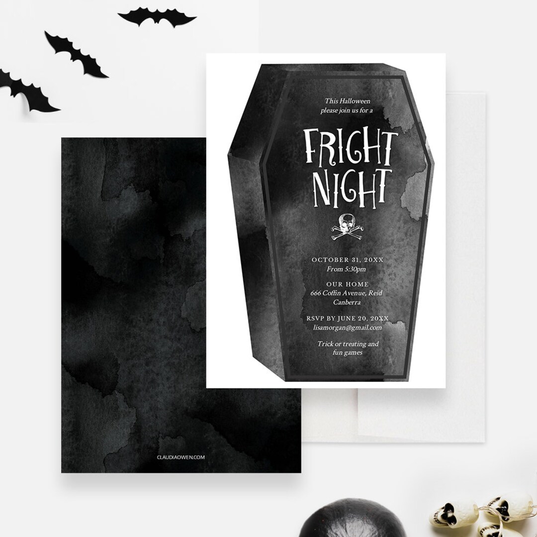 Halloween Fright Night Party Invitation Editable Template - Etsy
