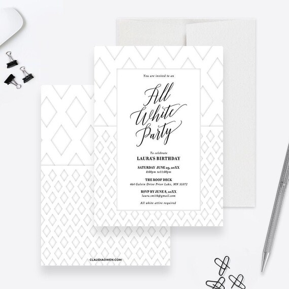 Invitations White Party Digital Invitation Template Printable All White ...
