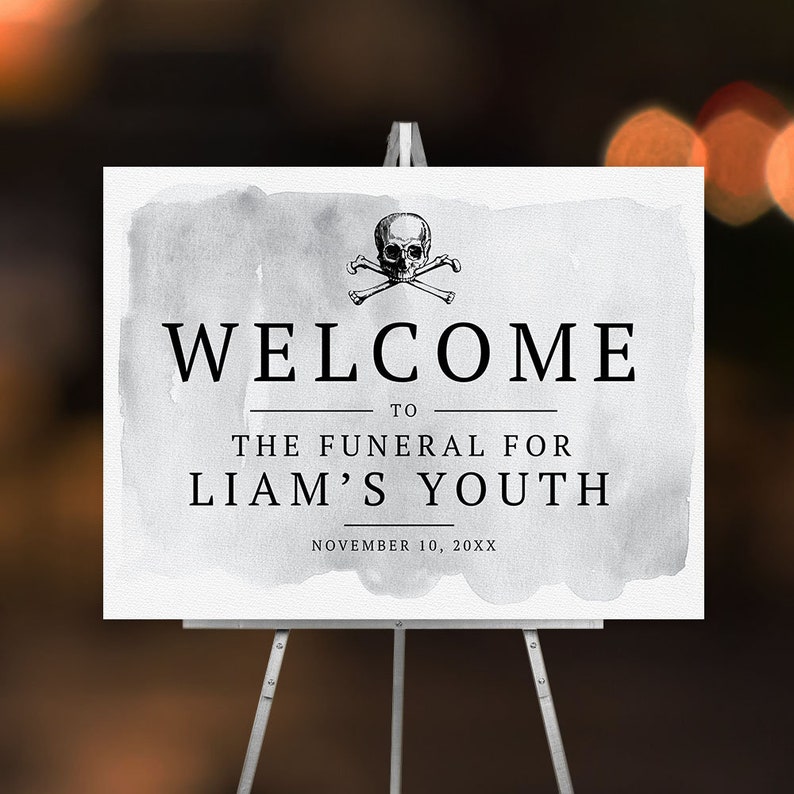 RIP Youth Welcome Sign Editable Template Funeral for My Youth | Etsy