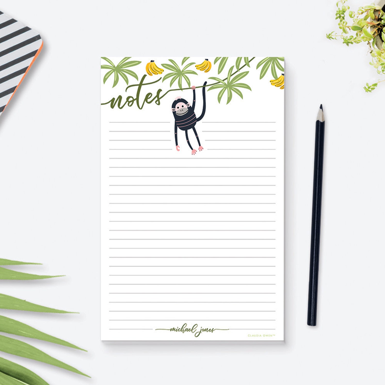 Monkey Kid's Notepad, Personalized Stationery for Children, to Do List ...