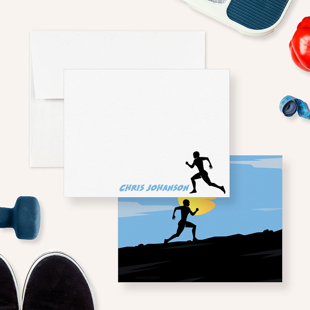 Personalized Runner Note Card, Marathon Runner Thank You Cards, Running ...
