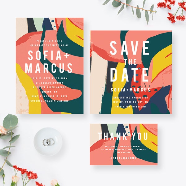 Abstract Wedding Invitations - Etsy