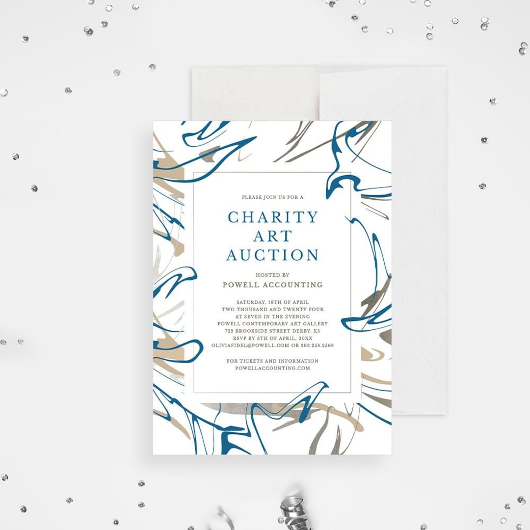Charity Art Auction Party Invitation Template, Company Art Party Invite ...