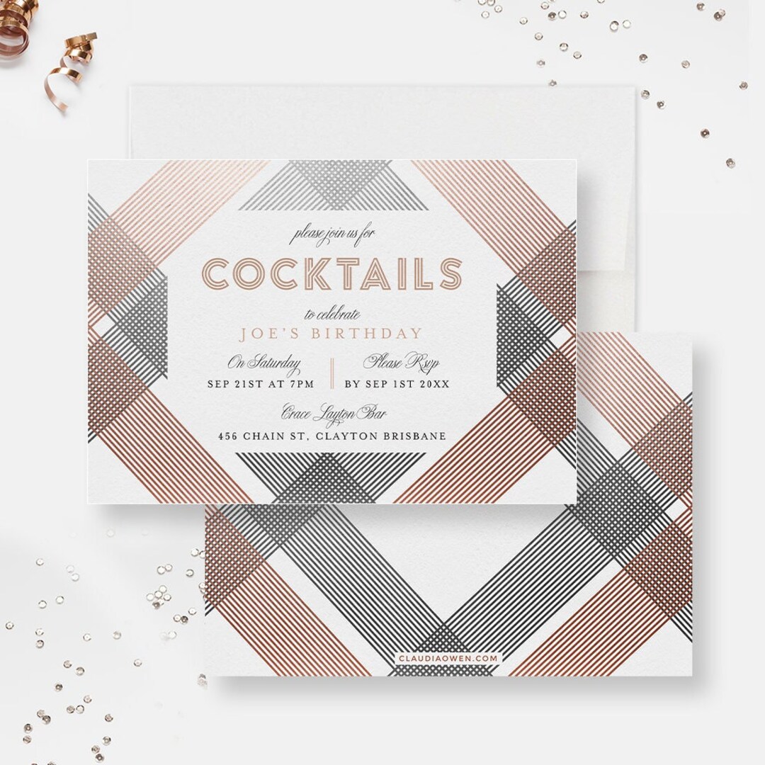Cocktail Party Invitation Birthday Cocktails Invitation for Men ...
