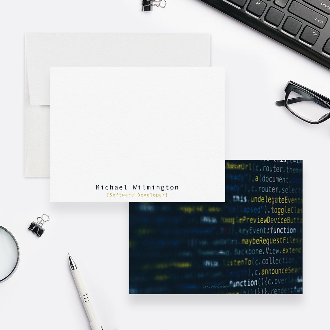 Software Developer Note Cards, Professional IT Gifts With Job Title ...